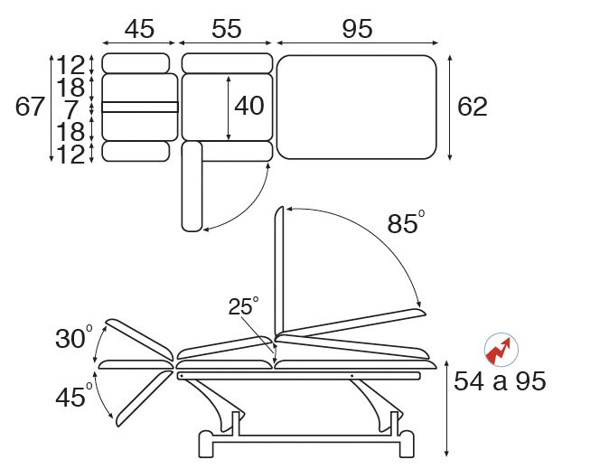 Multi-purpose electric massage table Ecopostural 3522C