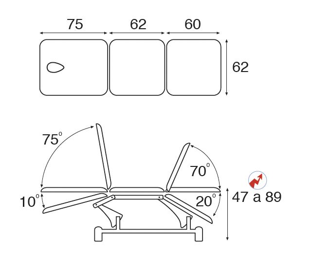 Three section electric massage table Ecopostural 3537 for €2,419.20
